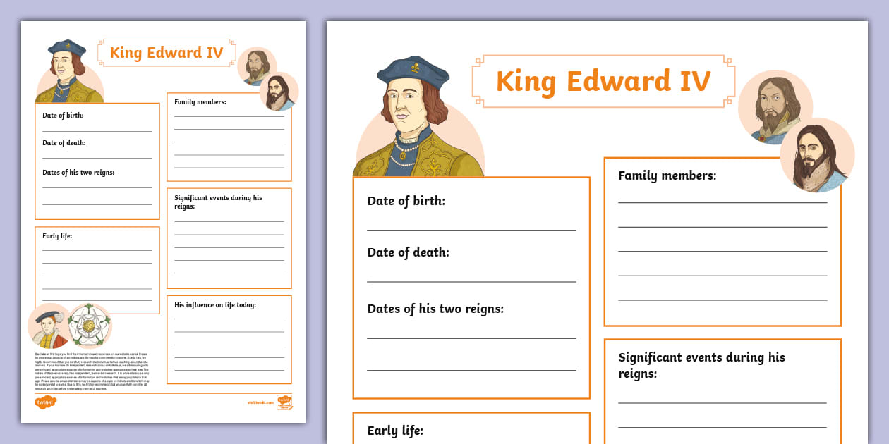 Edward IV Fact File Template | History | Twinkl - KS2