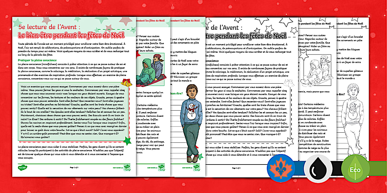 Day 5 of Advent Reading - Wellbeing During the Christmas Season French