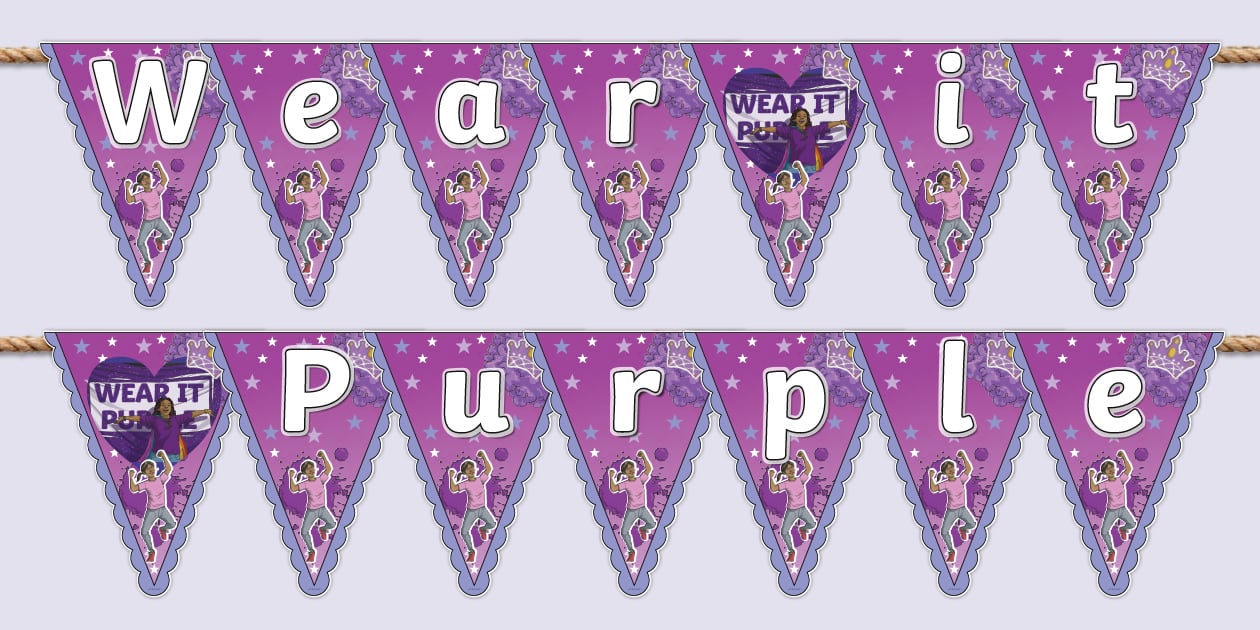 Wear It Purple Display Bunting - Twinkl bunting