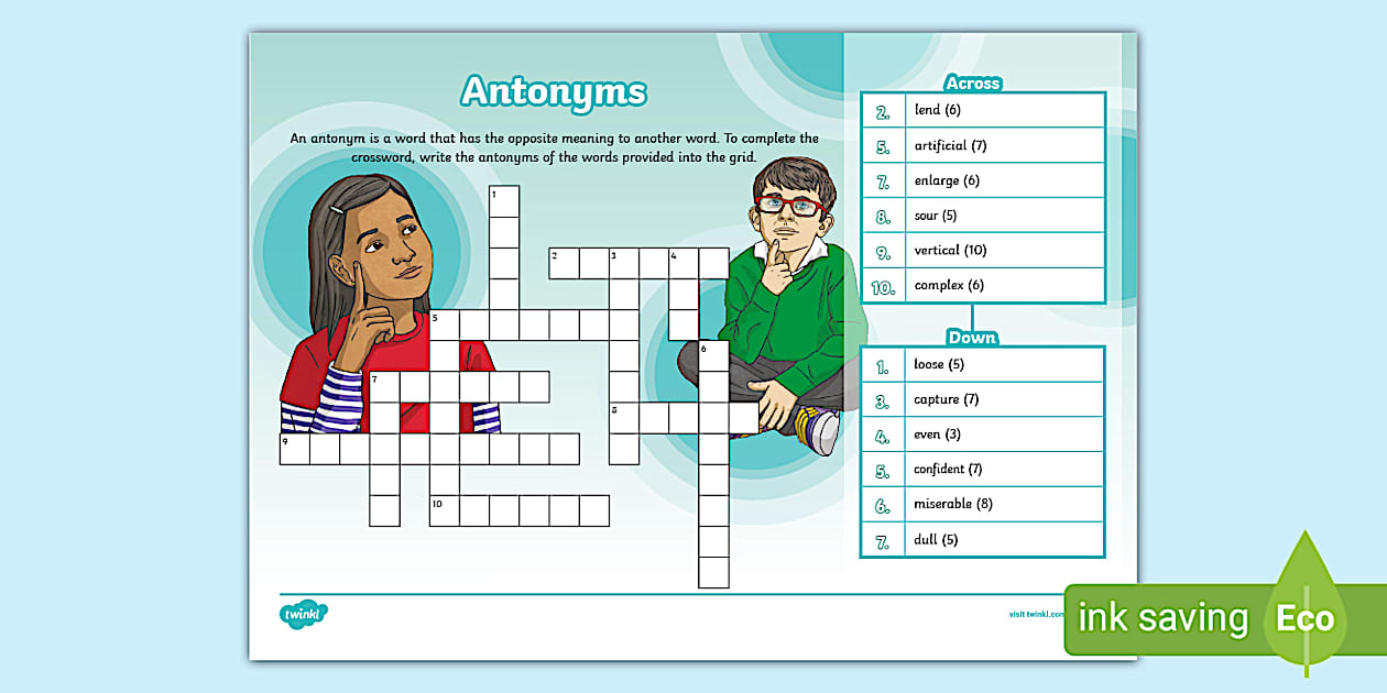 Antonym Crossword - KS2 - Twinkl