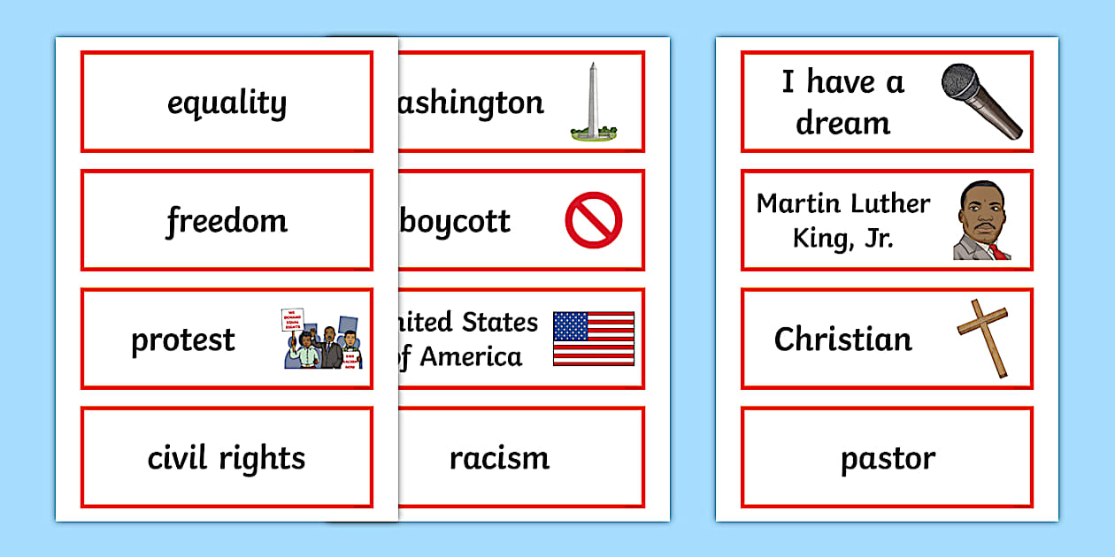 Cursive Martin Luther King, Jr. Word Cards (teacher made)
