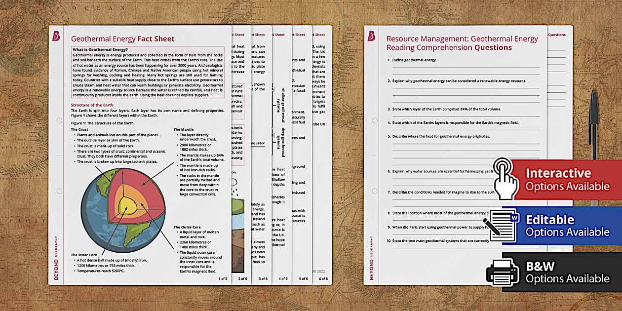 GCSE Resource Management Geothermal Energy Comprehension