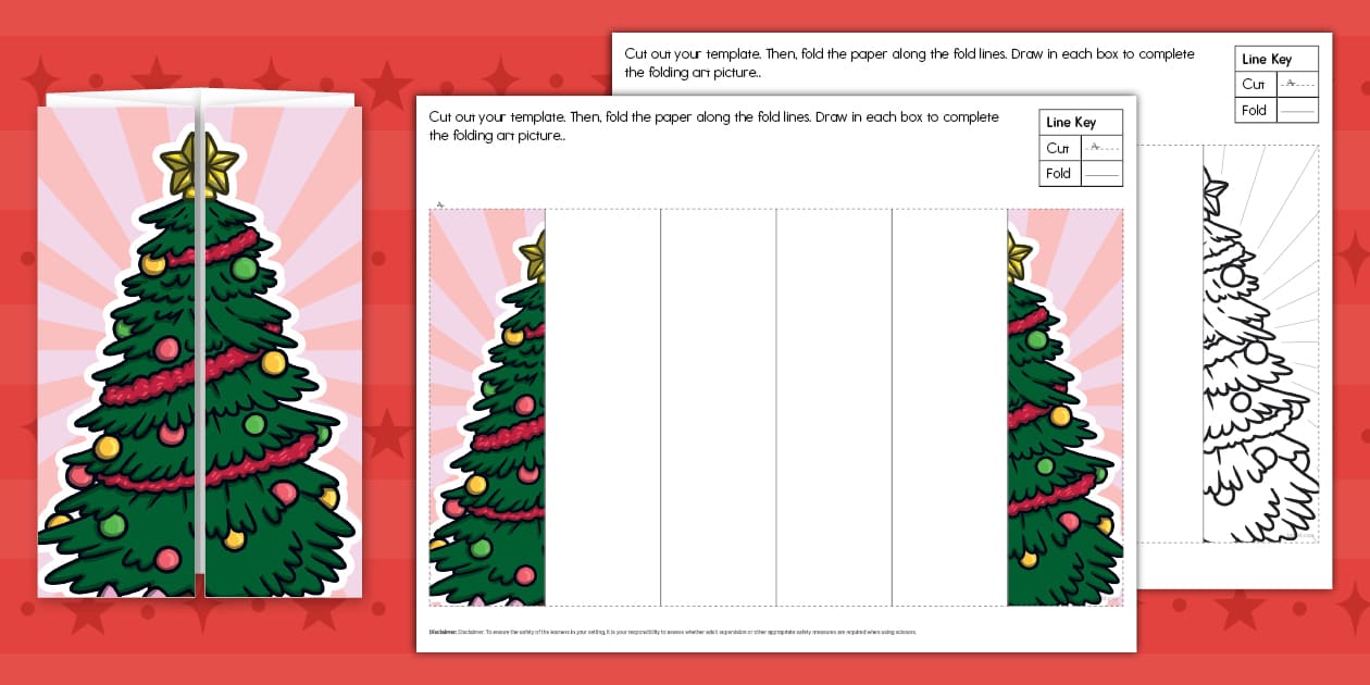 Christmas Tree Folding Art Template (teacher made) - Twinkl