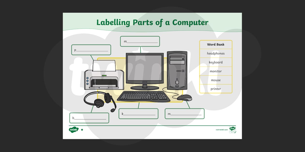 label a computer worksheet