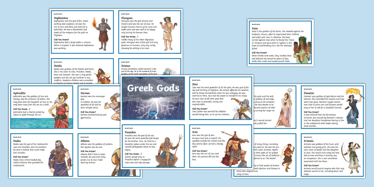 Greek God Fact Files | KS2 Resources | Mythology - Twinkl