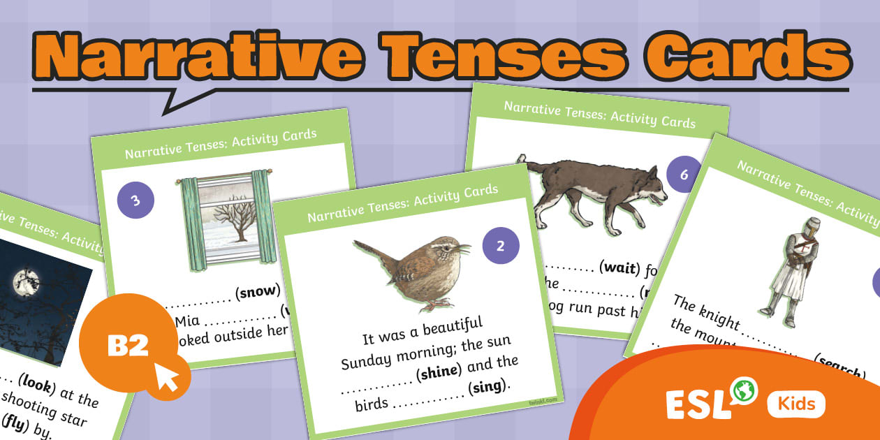 ESL Narrative Tenses Activity Cards [Kids, B2]