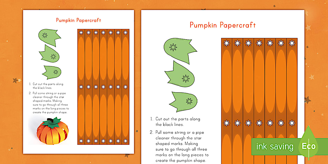 3D Paper Pumpkin Template - Parents - Art and Craft - Twinkl