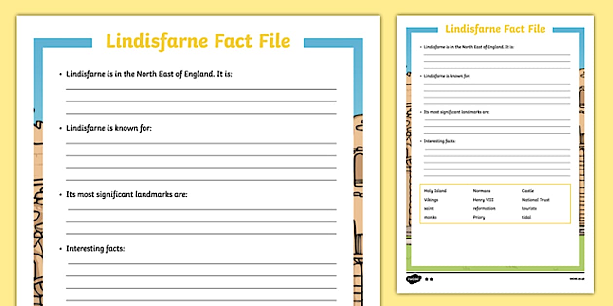 Middle Ability Lindisfarne Differentiated Fact File Worksheet Pack