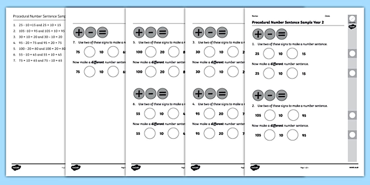 Procedural Number Sentence Sample Year 2 - Twinkl