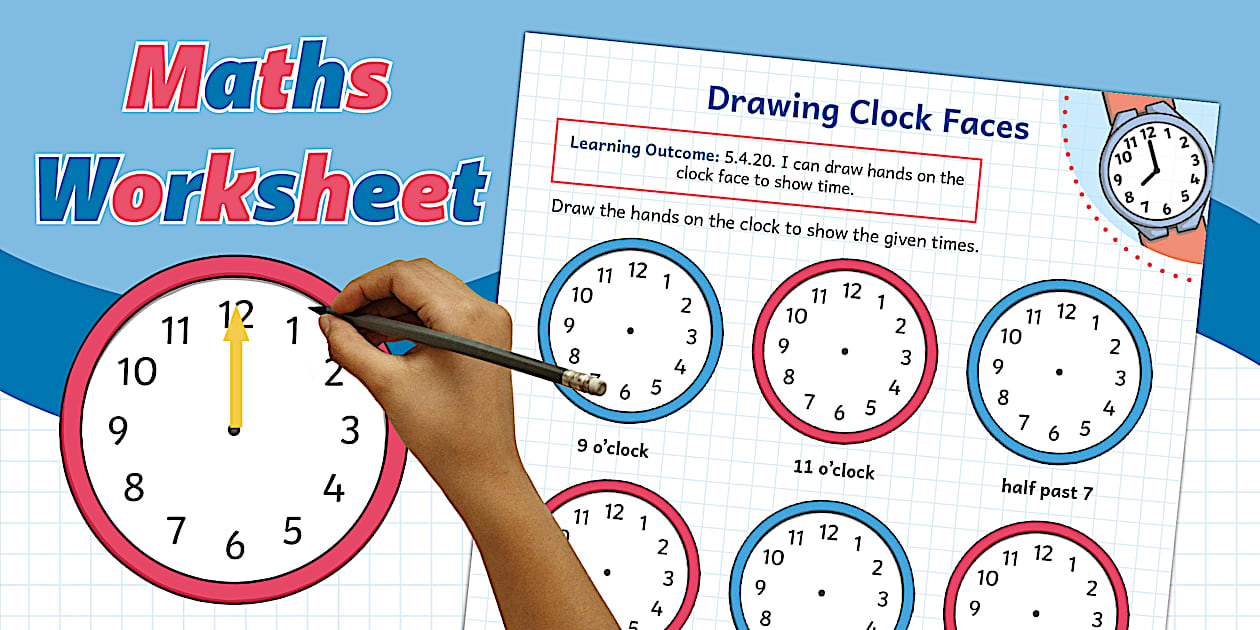 Maths Worksheet I Drawing Clock Faces