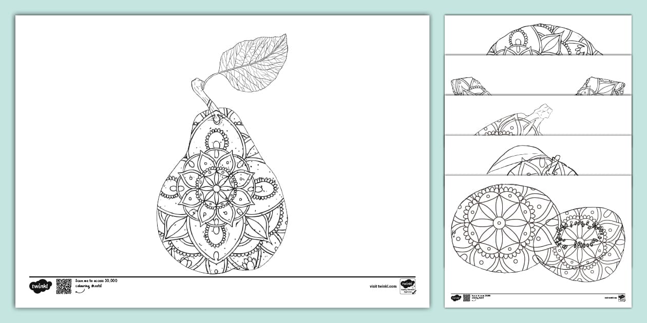 Fruit Mandala Colouring Page - Twinkl - KS2 (Teacher-Made)