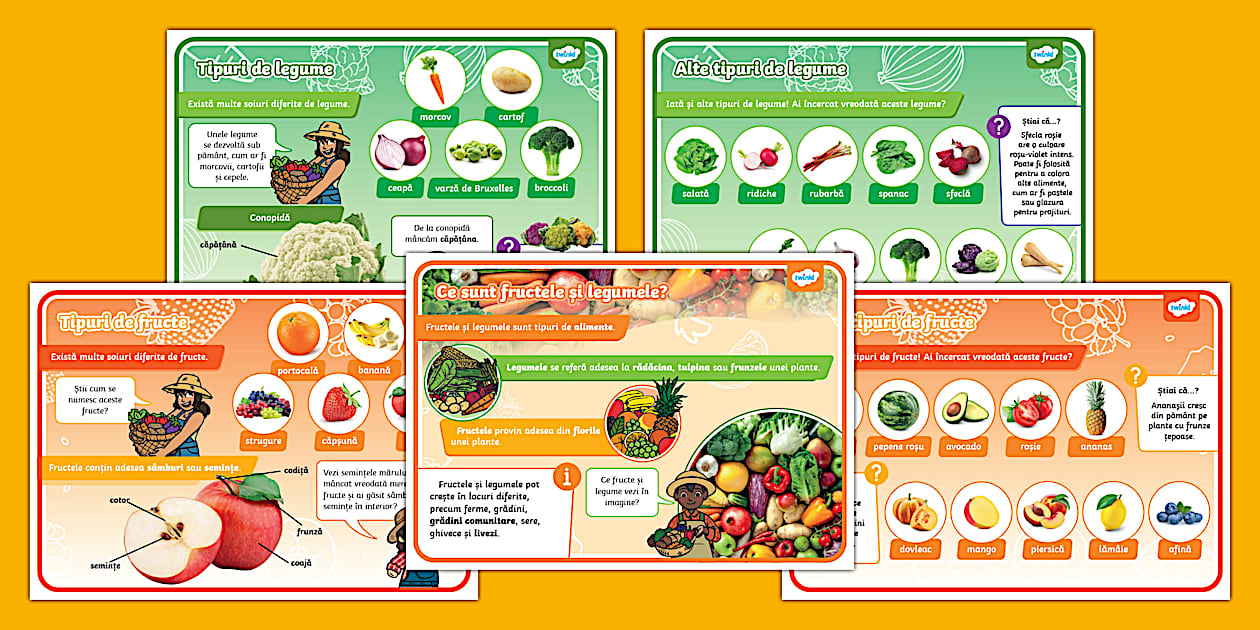 Totul despre fructe și legume – Planșe informative