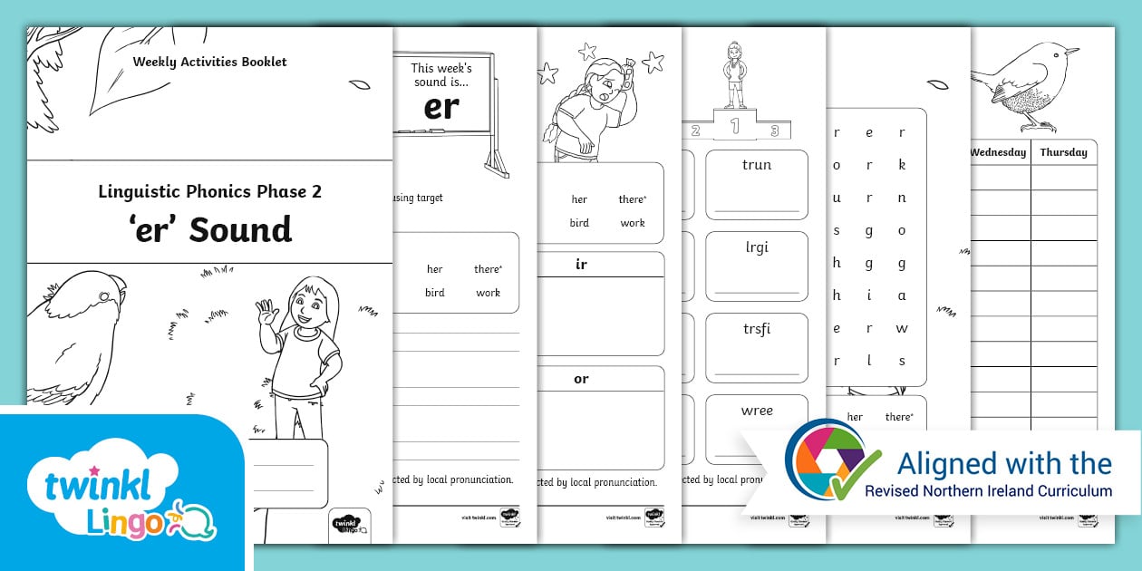 Northern Ireland Linguistic Phonics Phase 2 'er' Sound Weekly Activities