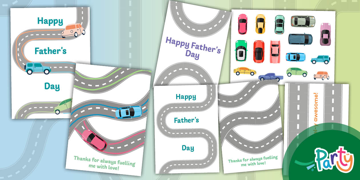 Father's Day Car Track Card (teacher made) - Twinkl