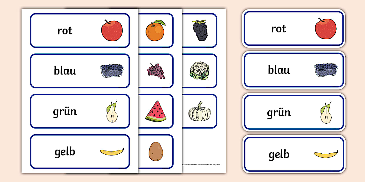 Colours - German Word Cards (teacher made) - Twinkl
