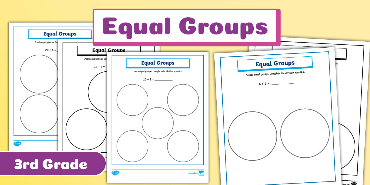 Third Grade Division: Equal Groups Activity Mats - Twinkl