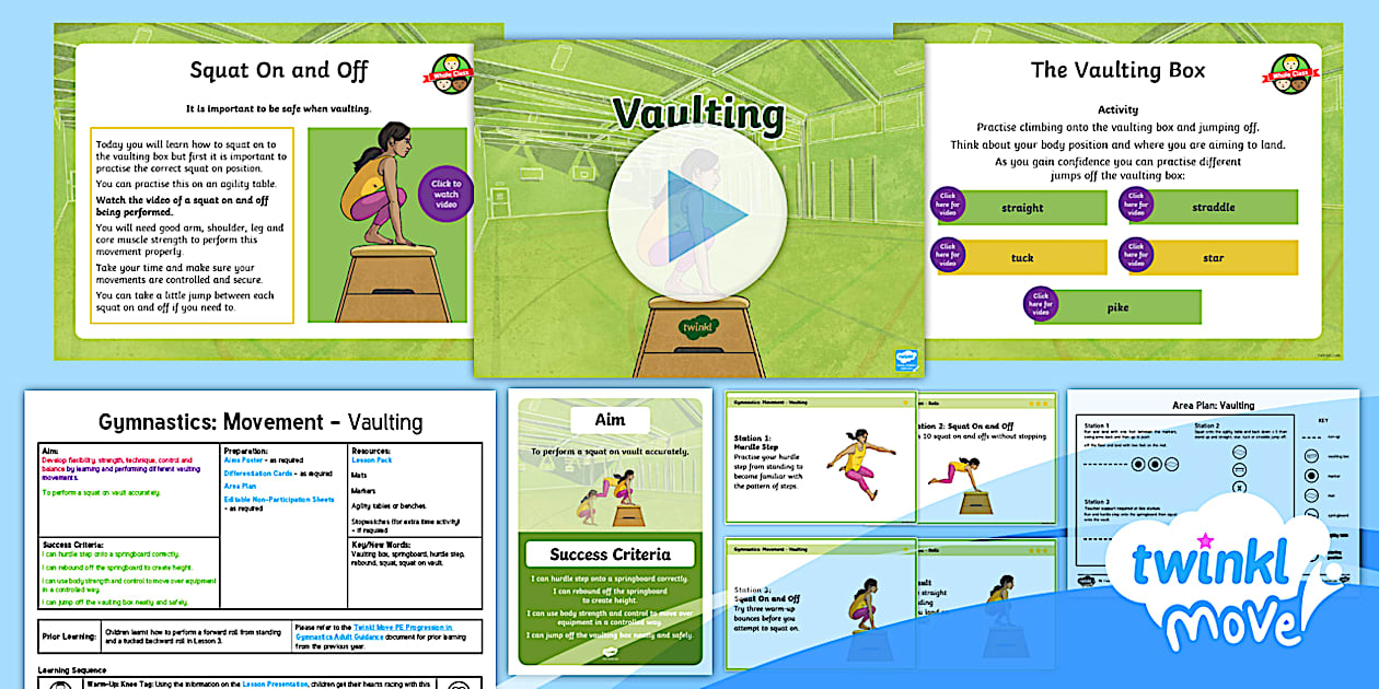 Vaulting - Year 3 PE Gymnastics Lesson - Twinkl