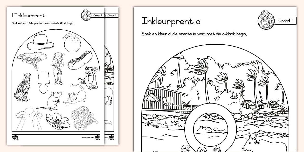 Graad 1 Klanke Inkleurprent o, l (Hecho por educadores)