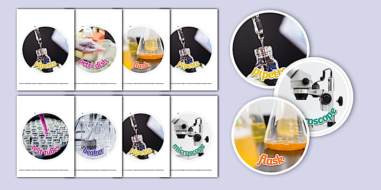 Science Equipment Circle Display Photo Cut-Outs