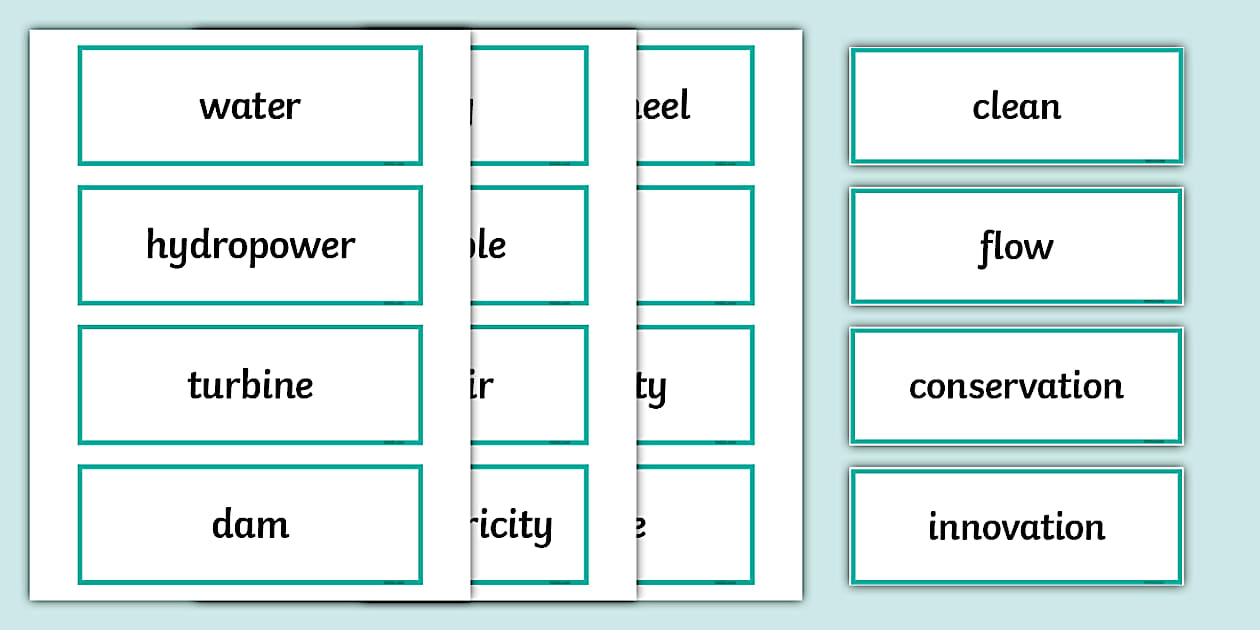 Hydropower Word Cards (teacher made) - Twinkl