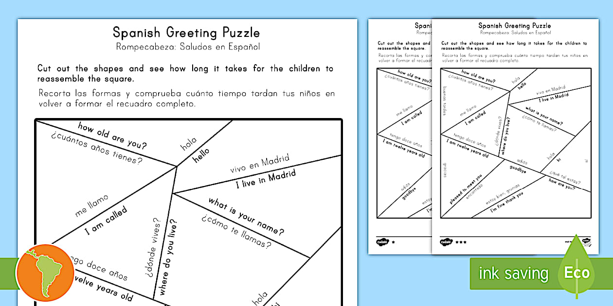 Spanish Greeting Puzzle English/Spanish | Twinkl USA