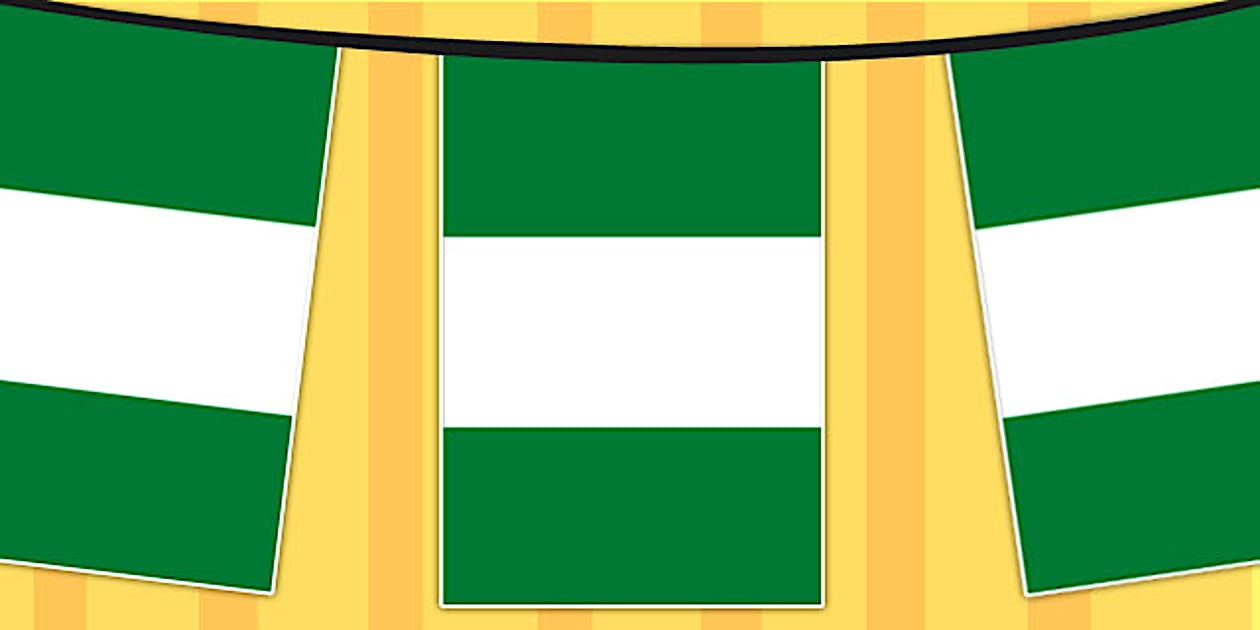 Black and White Nigeria A4 Flag Bunting (professor feito)