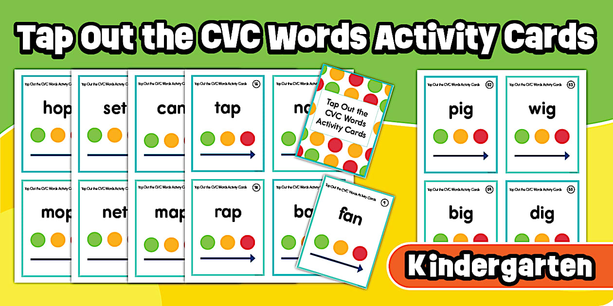 Kindergarten Tap Out the CVC Words Activity Cards