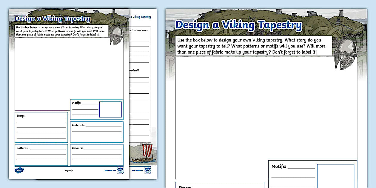 Design a Viking Tapestry Worksheet (teacher made) - Twinkl