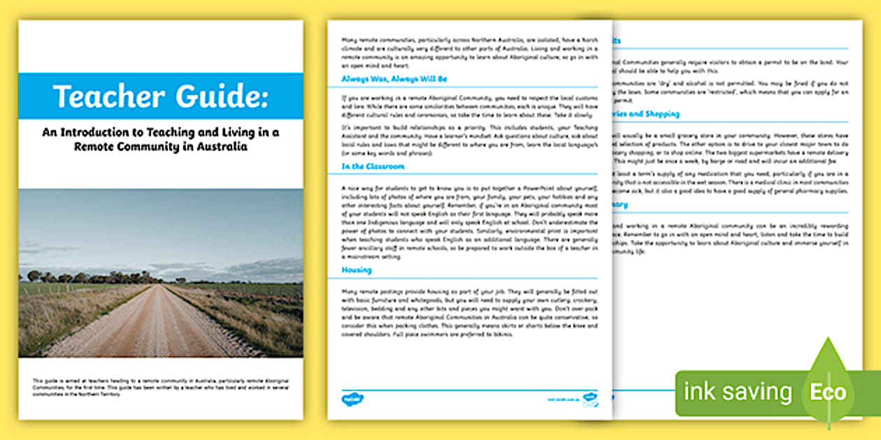 Teacher Guide for Teaching in a Remote Community in Australia