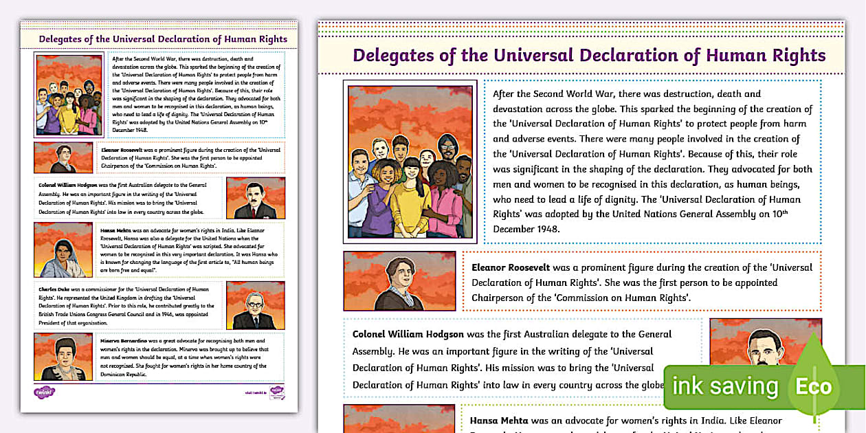 Delegates of the 'Universal Declaration of Human Rights' (Comprehension).