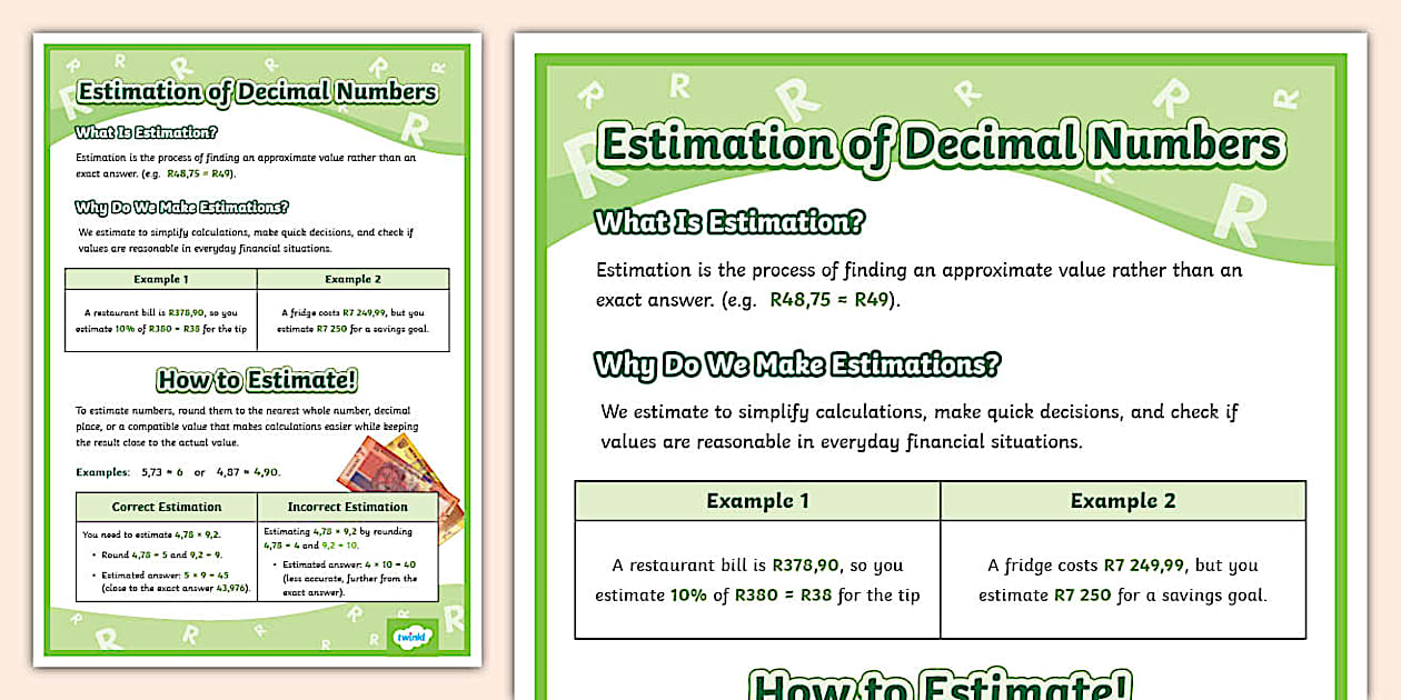 Estimation of Decimal Numbers Poster (teacher made) - Twinkl