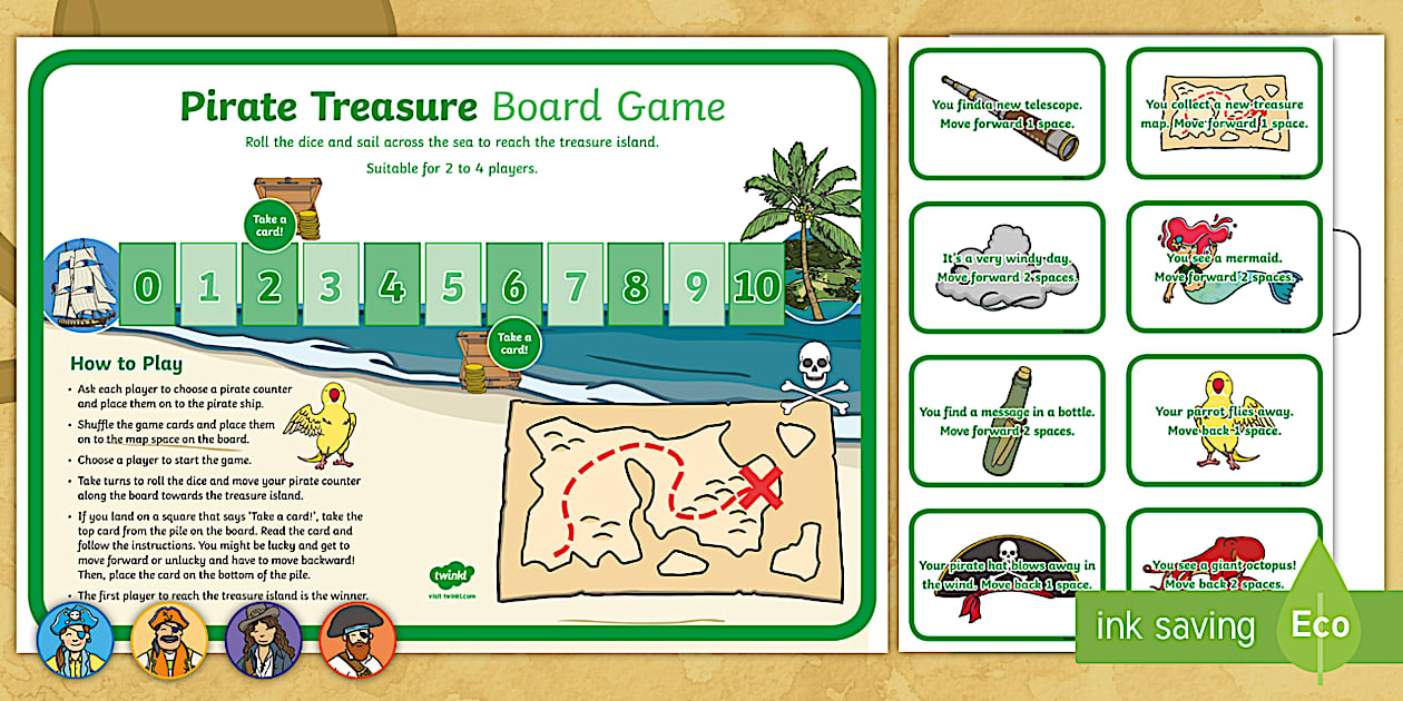 Pirate Treasure Board Game (teacher made) - Twinkl