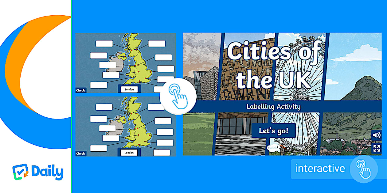 Cities of the UK Labelling Activity (teacher made) - Twinkl