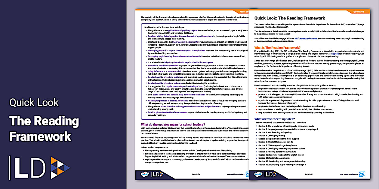 Quick Look: The Reading Framework - Summary | Twinkl
