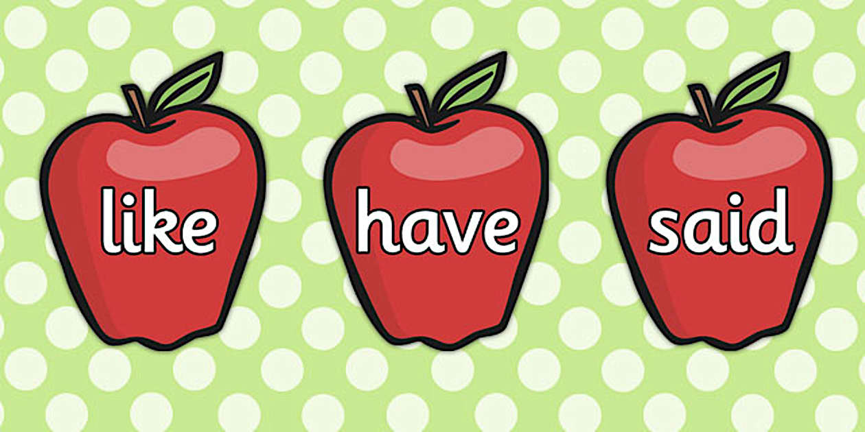 Cursive Phase 4 Tricky Words on Red Apples - Twinkl