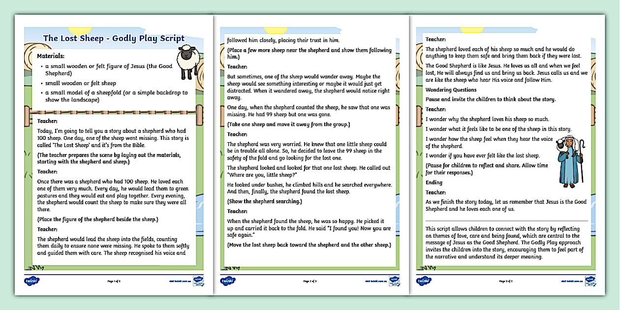 The Lost Sheep Godly Play Script (teacher made) - Twinkl