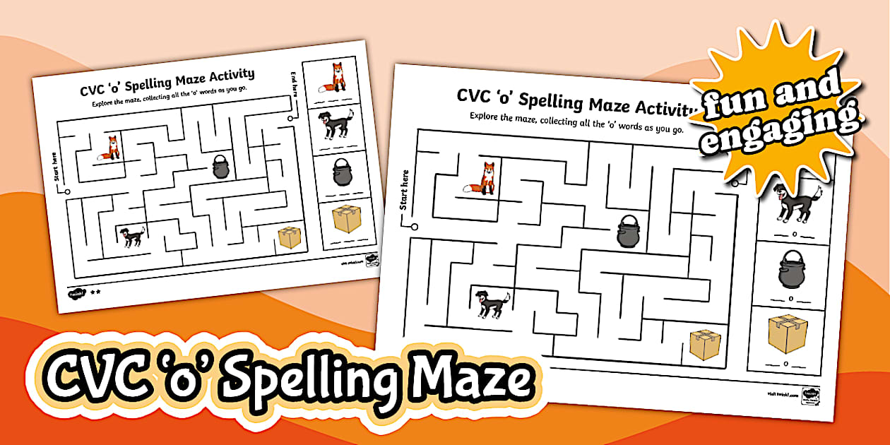 CVC 'o' Spelling Maze Activity Sheet