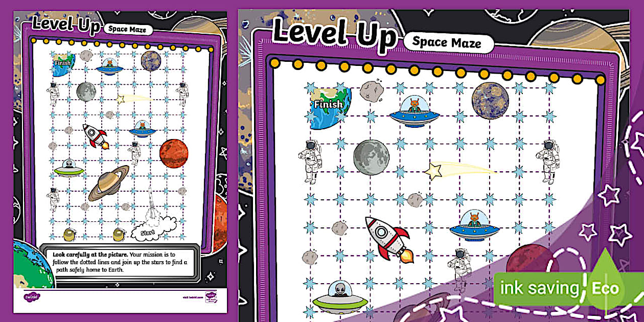 Level Up Space Maze Printable Game (teacher made) - Twinkl
