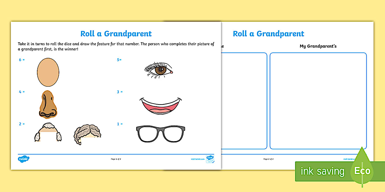 KS1 Roll a Grandparent Game (teacher made) - Twinkl