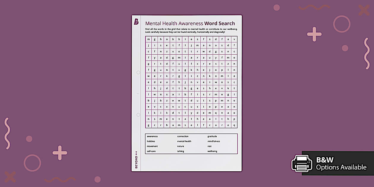 Mental Health Awareness Word Search (teacher made) - Twinkl