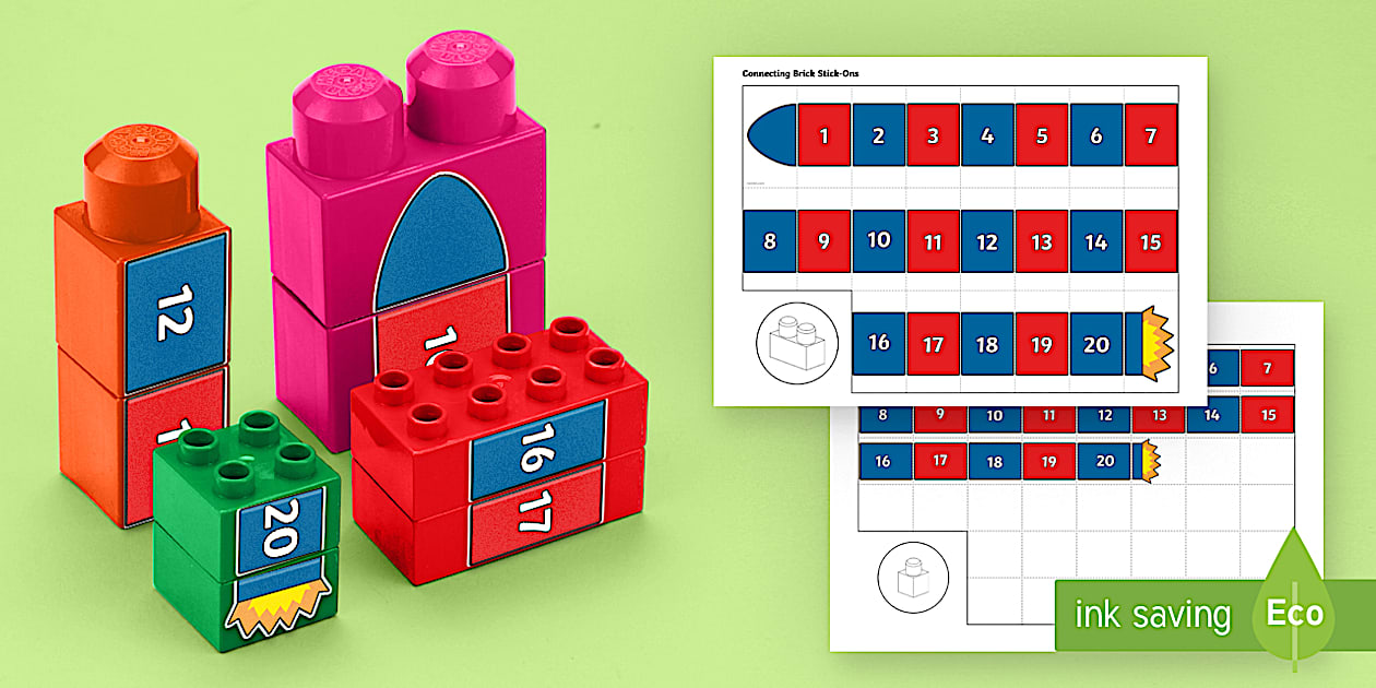 Number Rocket to 20 Connecting Bricks Game (teacher made)