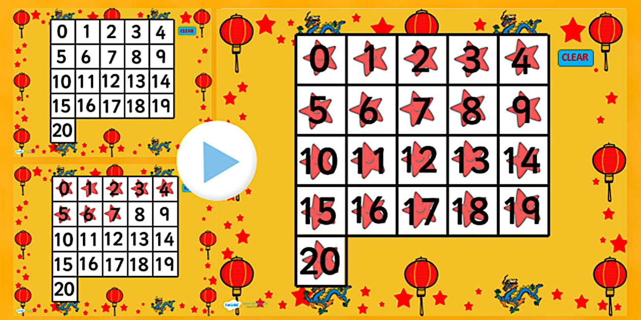 0-20 Chinese New Year Number Square PowerPoint - counting