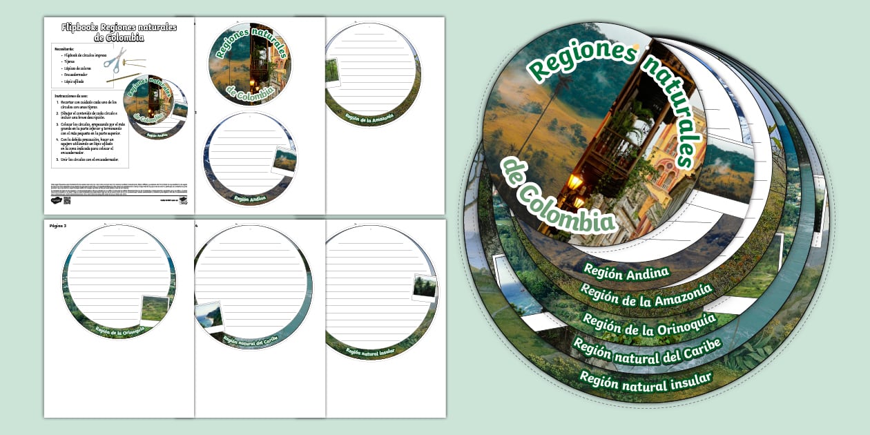 Flipbook: Regiones naturales de Colombia (teacher made)