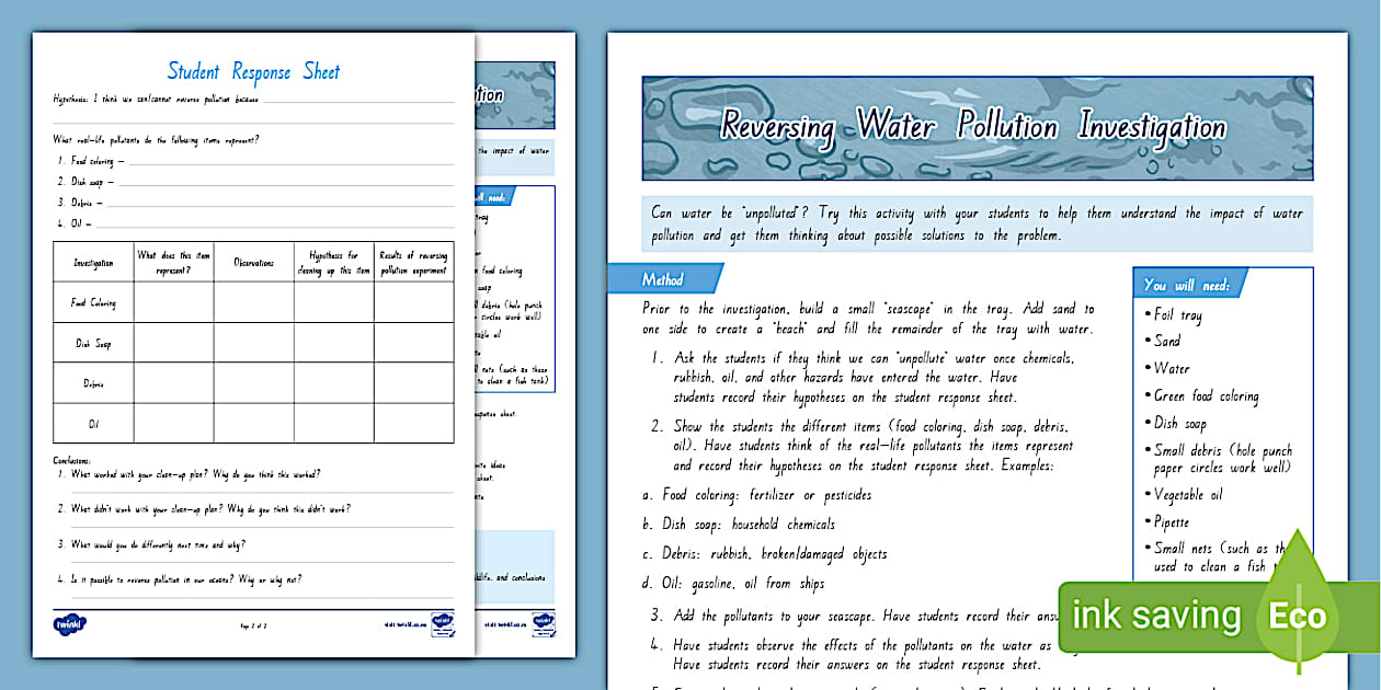 Reversing Water Pollution NZ Science Investigation - Twinkl