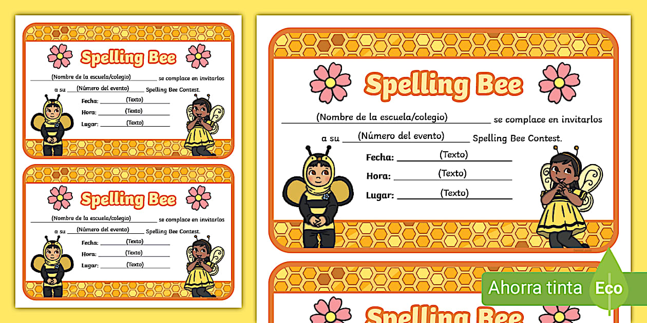 Spelling Bee - invitación editable