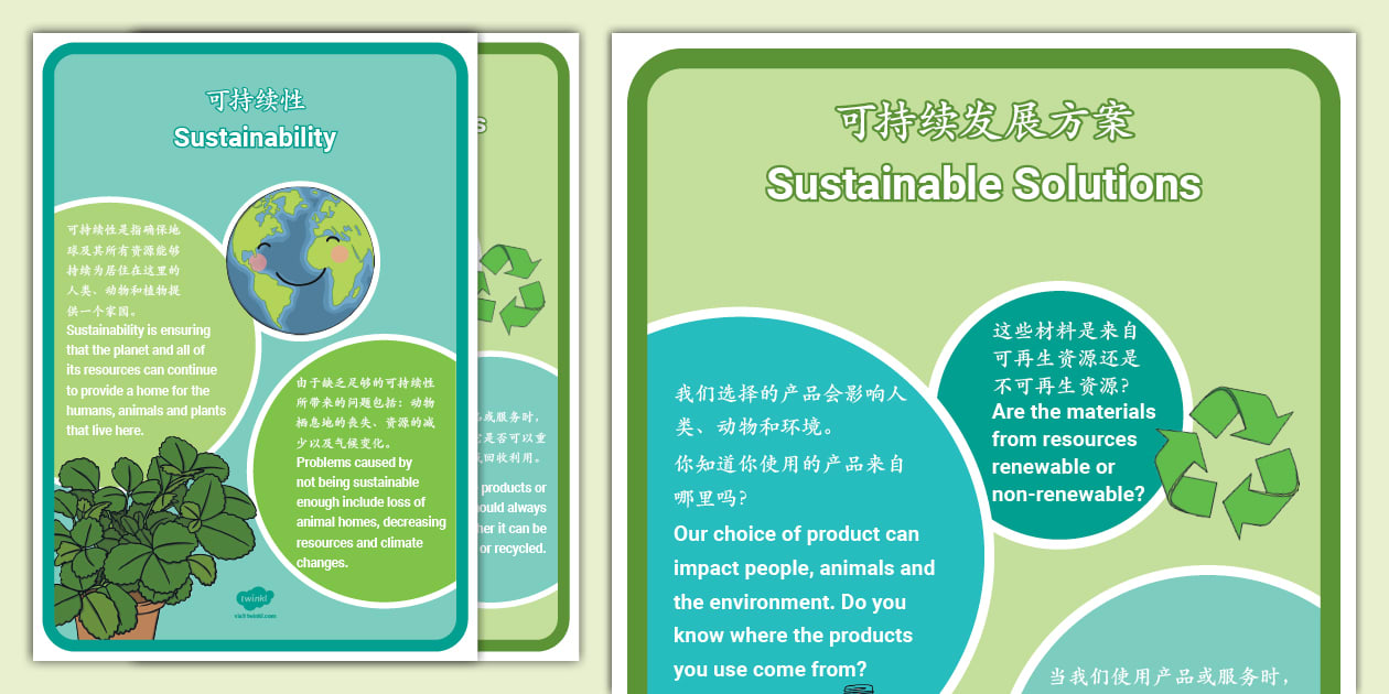 Bilingual Sustainability Posters (teacher made) - Twinkl