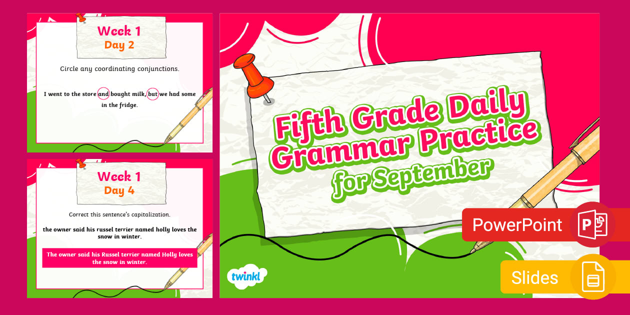 Fifth Grade Daily Grammar Practice for September PowerPoint