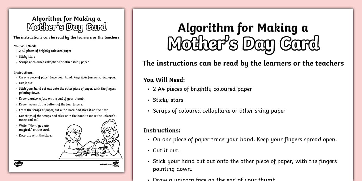 Robotics and Coding Algorithm for Making a Mother's Day Card