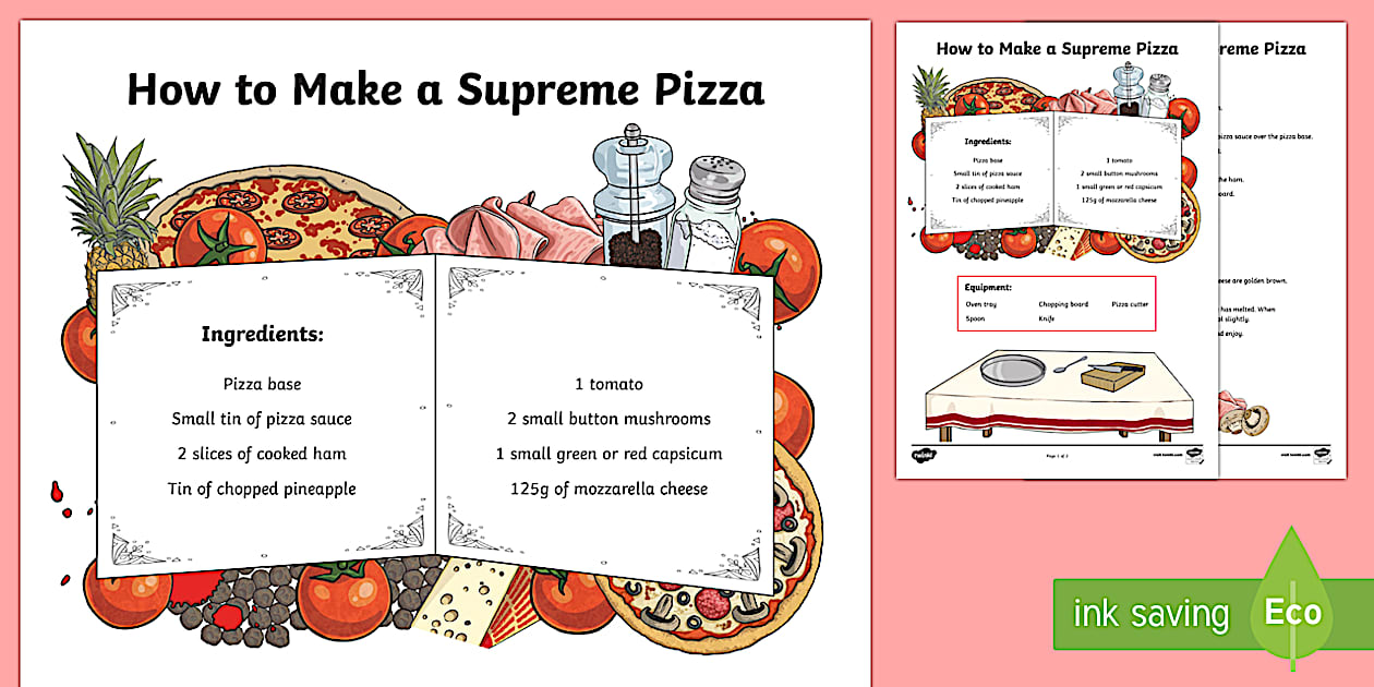 Editable How To Make A Supreme Pizza Procedure Writing Sample