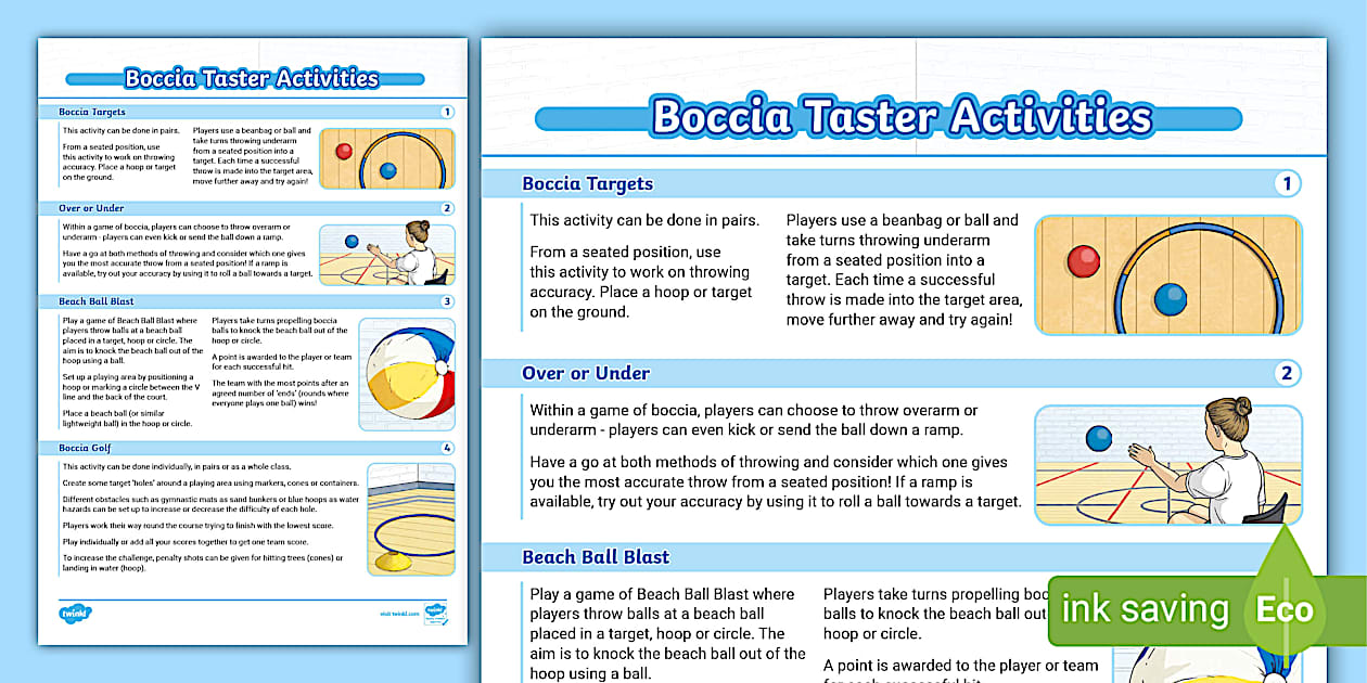 Boccia Taster Activities - Twinkl PE - Sports (teacher made)